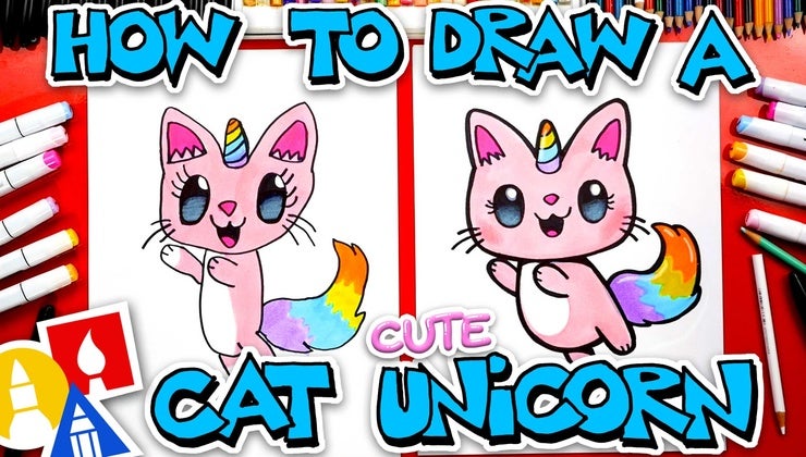 how to draw cat unicorn