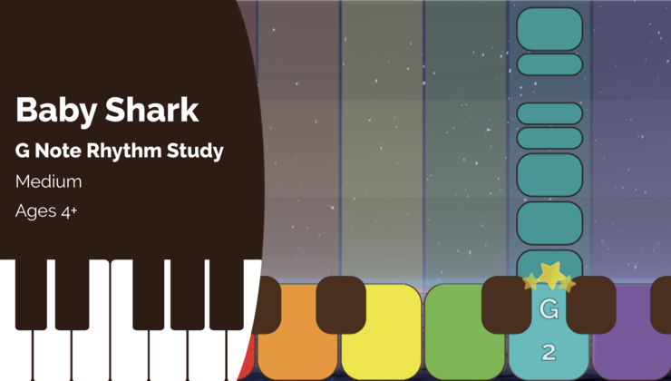 Baby Shark—Piano—G Note Rhythm Study (Performance)