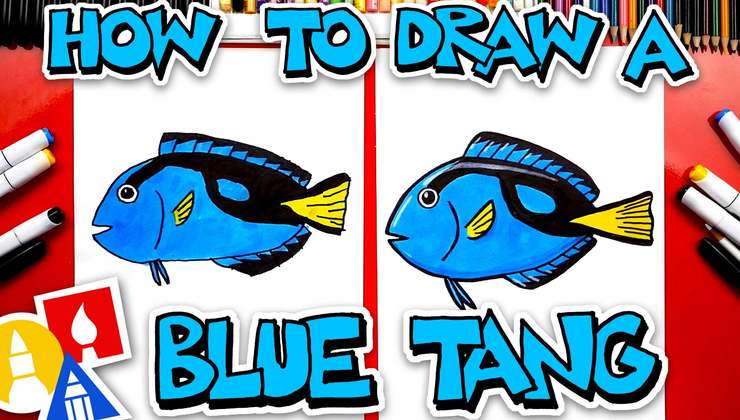 How To Draw A Blue Tang | Art For Kids Hub