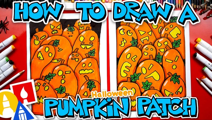 How To Draw A Pumpkin Patch With Overlapping | Art For Kids Hub