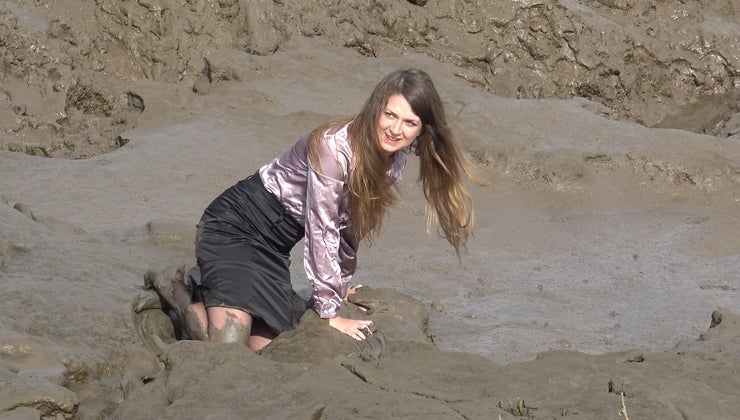 Georgina Muddy In Satin Office Wear Mostwam