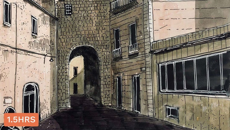 Sketching Dramatic Urban Scenes with Ink