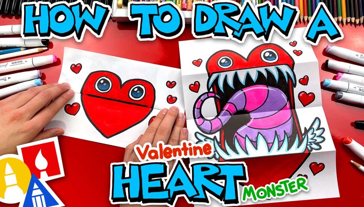 How To Draw A Heart Monster - Folding Surprise
