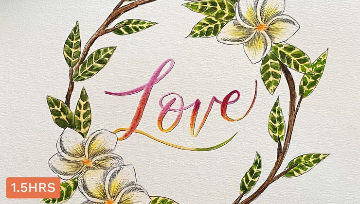 Watercolour Calligraphy with a Floral Wreath