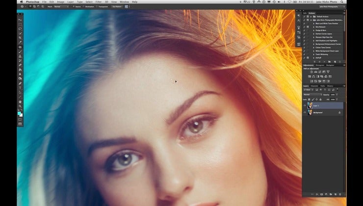 Focusing on retouching skin using photoshop's patch tool