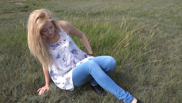 Emily's Muddy Blue Jeans
