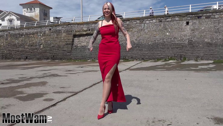 Lucy Muddy In A Red Gown | MostWam