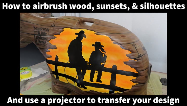 How to airbrush old wood grain freehand, sunsets, silhouettes, and use ...