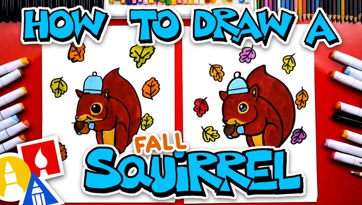 How To Draw A Cute Fall Squirrel Cartoon