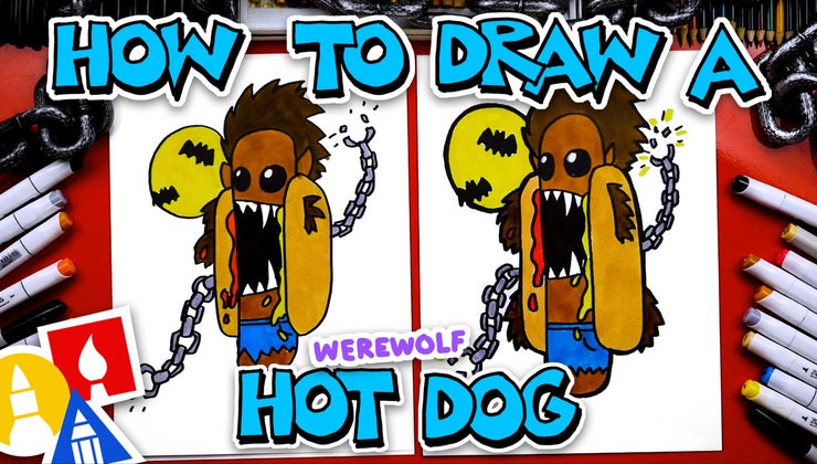 How To Draw A Hot Dog Werewolf For Halloween