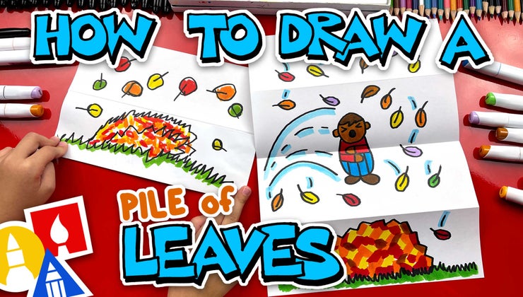 How To Draw A Pile Of Leaves - Fall And Autumn Folding Surp