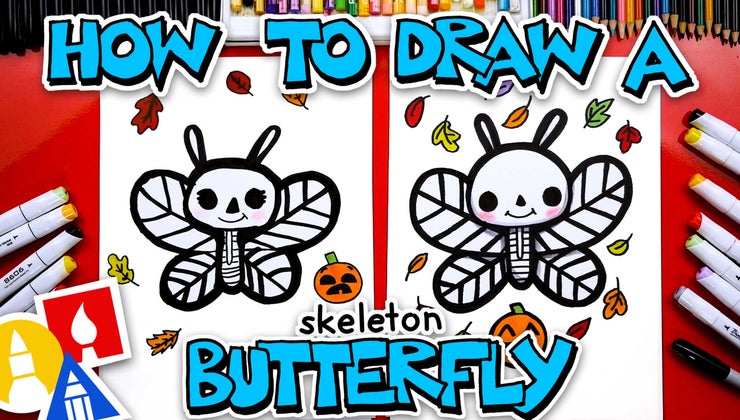 How To Draw A Butterfly Skeleton For Halloween