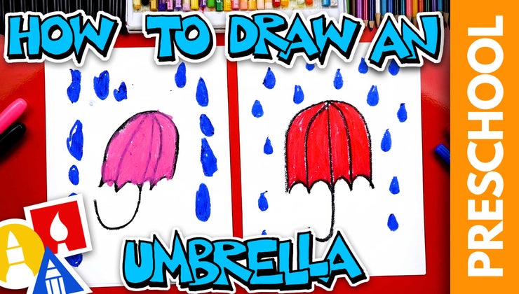 How To Draw An Umbrella - Letter U - Preschool