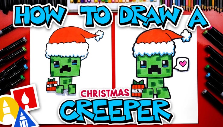 How To Draw A Christmas Creeper | Art For Kids Hub