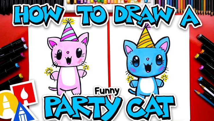 How To Draw A Funny Party Cat