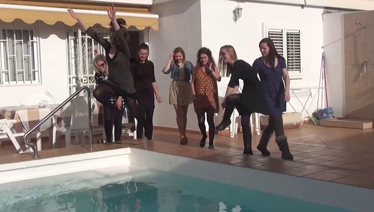 Lisa Charlotte Lucy Georgina Alice Amy And Megan Arrive At The Villa ...