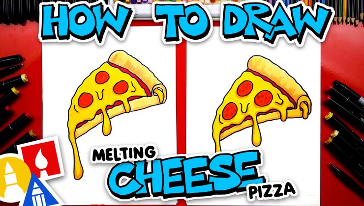 How To Draw Melting Cheese Pizza With Pepperoni