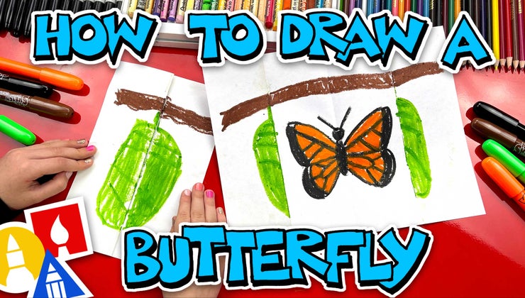 How To Draw A Butterfly And Cocoon - Folding Surprise | Art For Kids Hub
