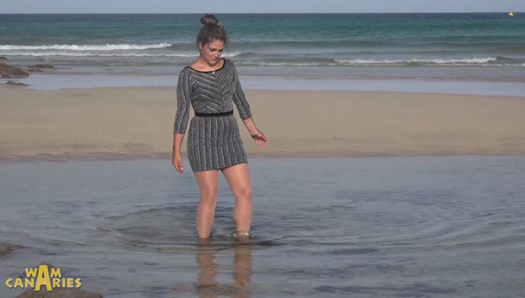 Sonia's Silver Dress In The Sea | MostWam