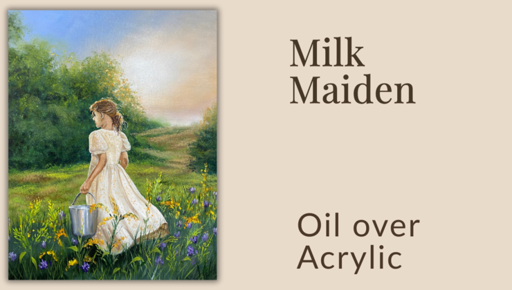 The Milk Maiden (oil over acrylic) (£18.99 GBP)