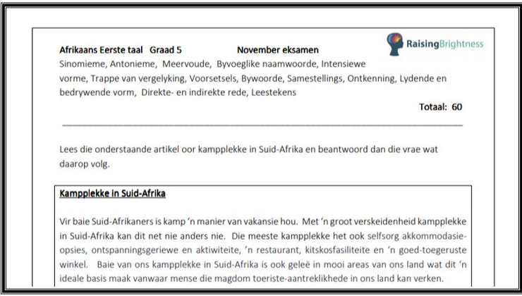 Graad 5 Afrikaans Eerste Taal - Kwartaal 4 | Raising brightness