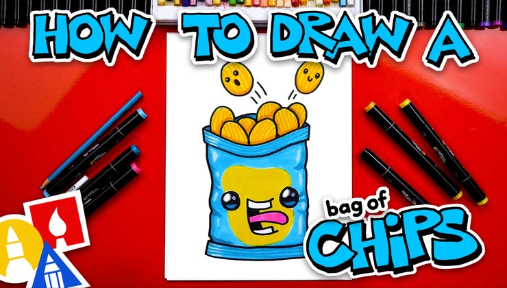 How To Draw A Funny Bag Of Chips