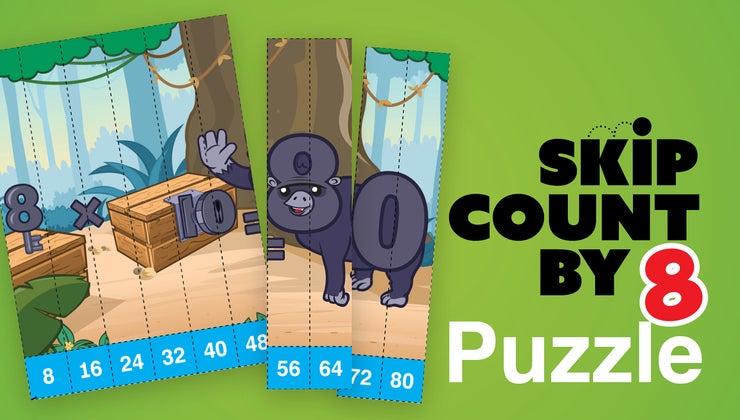 Kids Club | Skip Count By 8 Puzzle | Meet the Math Facts "8x10=80"