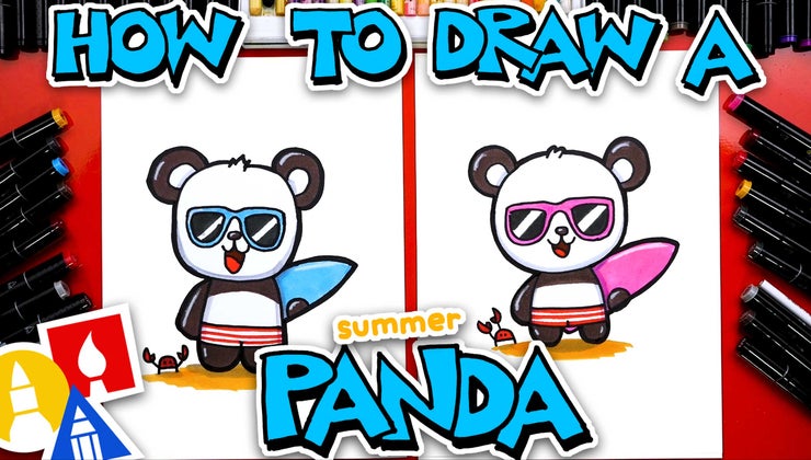 How To Draw A Summer Panda - Sunny Paws and Mr. Pinch