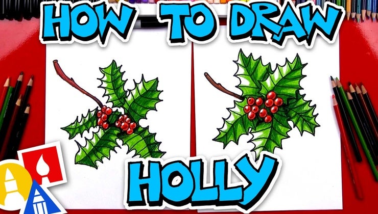 How To Draw Realistic Christmas Holly