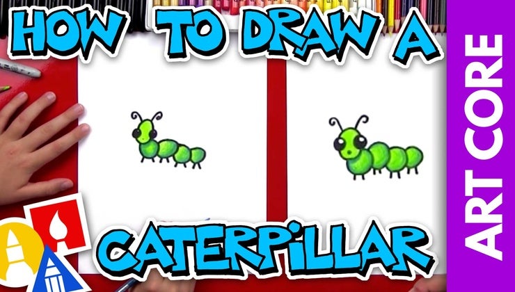 ART CORE: How To Draw A Simple Caterpillar For Young Artists - Shading ...