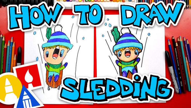 How To Draw A Kid Sledding | Art For Kids Hub