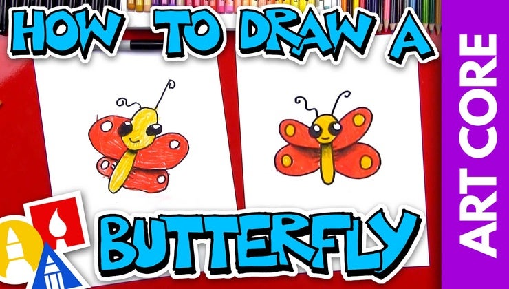 ART CORE: How To Draw A Cartoon Butterfly With Shading