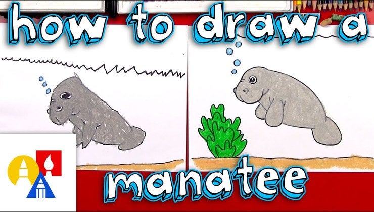 How To Draw A Cartoon Manatee - Preschool | Art For Kids Hub