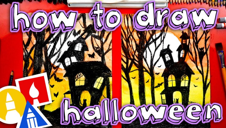 How To Draw A Halloween Night Silhouette | Art For Kids Hub