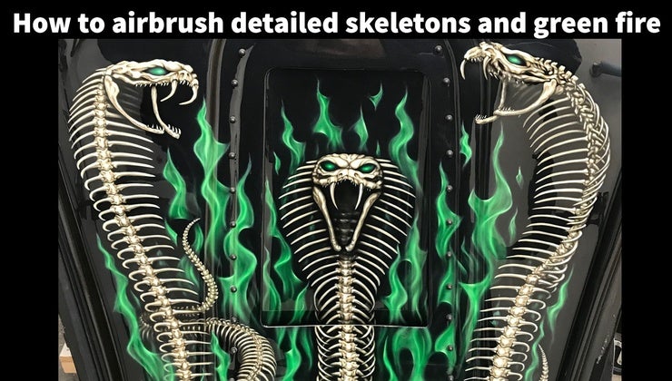 How to airbrush detailed skeletons, small bones, bone color, snake ...
