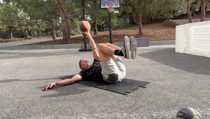 Supine Med Ball Iso With Hip Dissociation