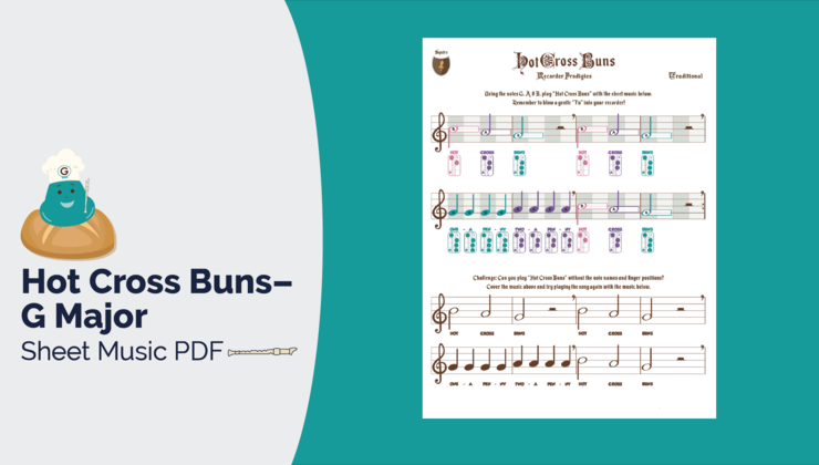 Hot Cross Buns - G Major - Recorder Sheet Music PDF