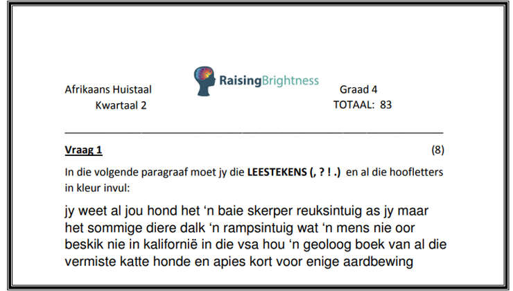 Graad 4 Afrikaans Eerste Taal - Kwartaal 2 | Raising brightness