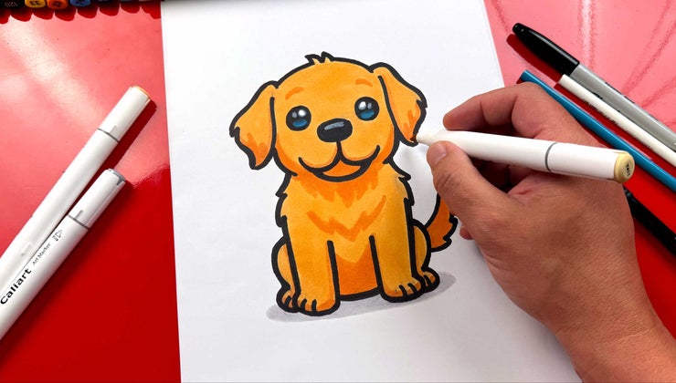 How To Draw A Golden Retriever Puppy