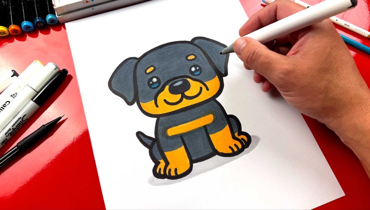 How To Draw A Rottweiler Puppy