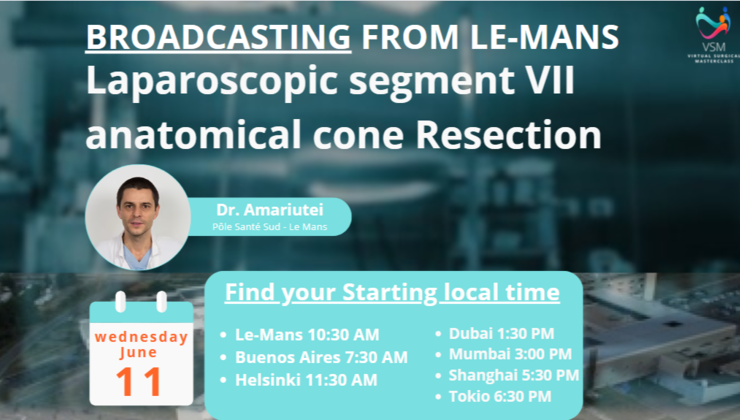 Laparoscopic segment VII anatomical cone Resection
