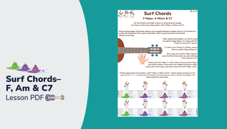 5.L21 Surf Chords - F Major, A Minor And C7 - Lesson Pdf | Prodigies Music