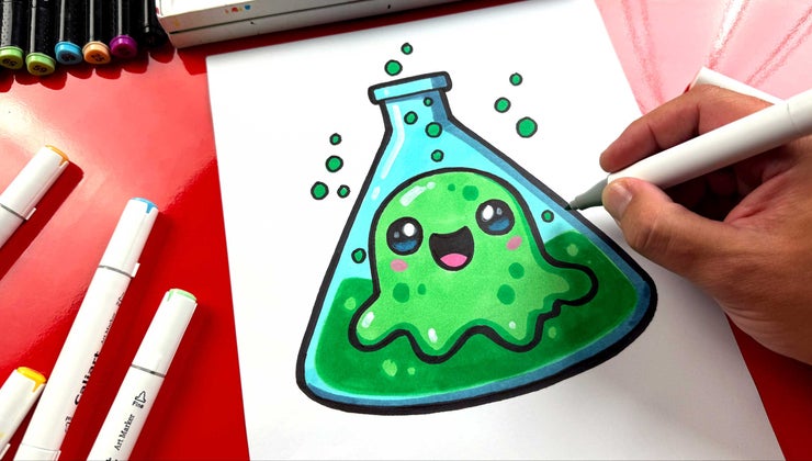 How To Draw A Slime Creature In A Beaker