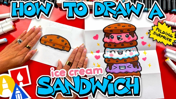 How To Draw An Ice Cream Sandwich Tower – Folding Surprise!