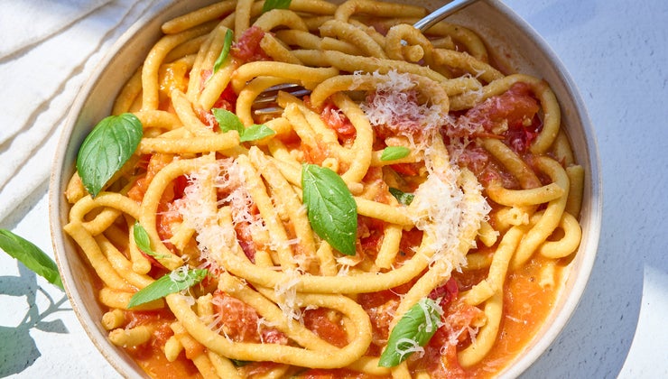 Homemade Bucatini with Fresh Summer Tomato Sauce