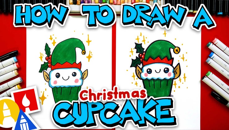 How To Draw A Christmas Elf Cupcake