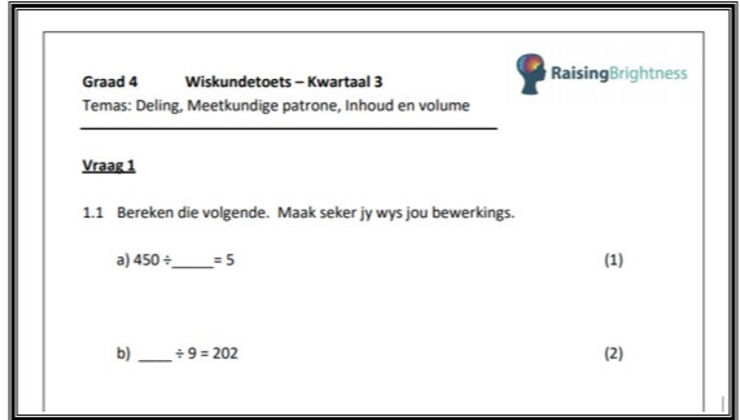 Graad 4 Wiskunde 1 - Kwartaal 3 | Raising brightness