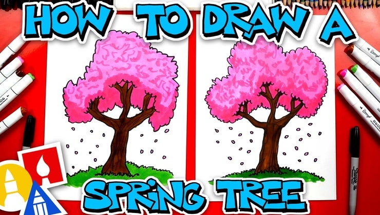 How To Draw A Cherry Blossom Spring Tree | Art For Kids Hub