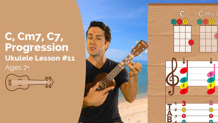 Ukulele Lesson #11 - C, CM7, C7 Chords w- -Something- | Prodigies Music