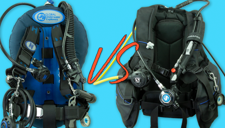 GUE scuba gear configuration vs. jacket-style configuration